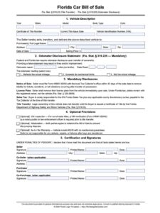 Florida Car Bill of Sale [Free Printable, Fillable PDF] - Florida Legal ...